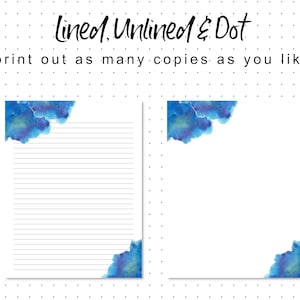 Blue Watercolor Stationery: Abstract Journal Paper (digital Download ...
