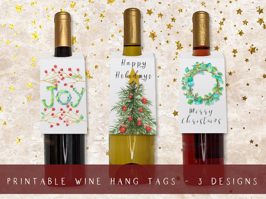 Christmas Wine Gift Tags Printable Wine Gift Tag Gift Tags - Etsy