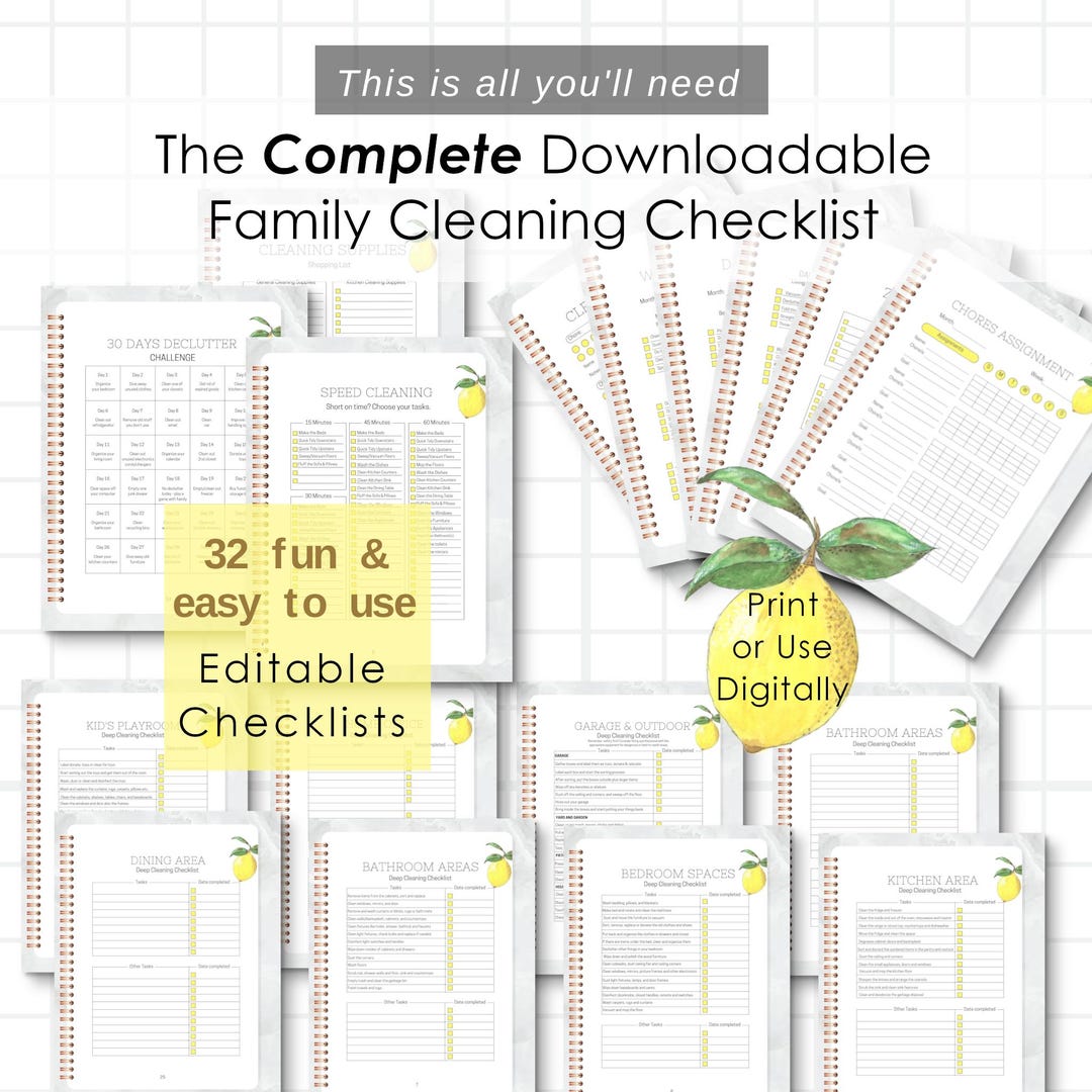 Digital Declutter Cleaning Checklist, Spring Cleaning Printable, Home ...