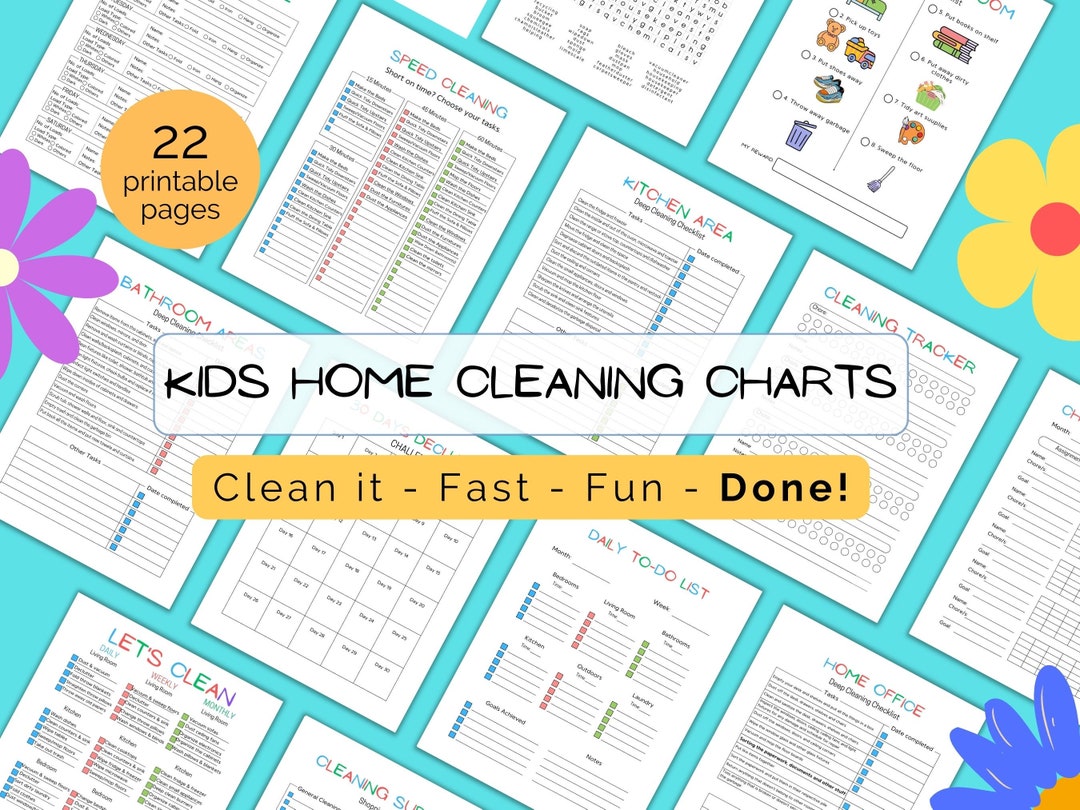 Cleaning Chart for Kids Cleaning Schedule Printable Kids - Etsy Australia