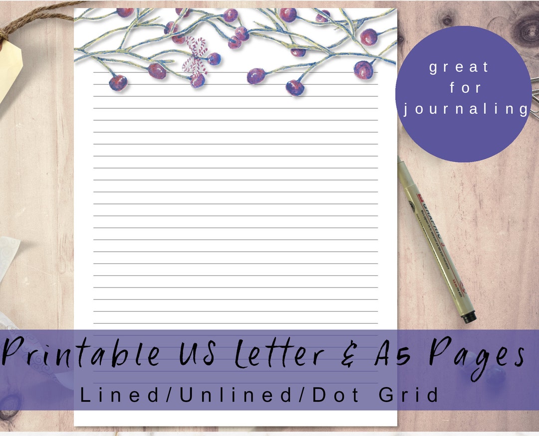 Elegant Letter Paper, Watercolor Digital Writing Paper, A5 Printable ...