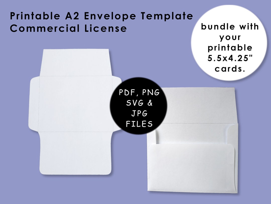 Commercial License Printable Envelope Template A2, Greeting Card ...