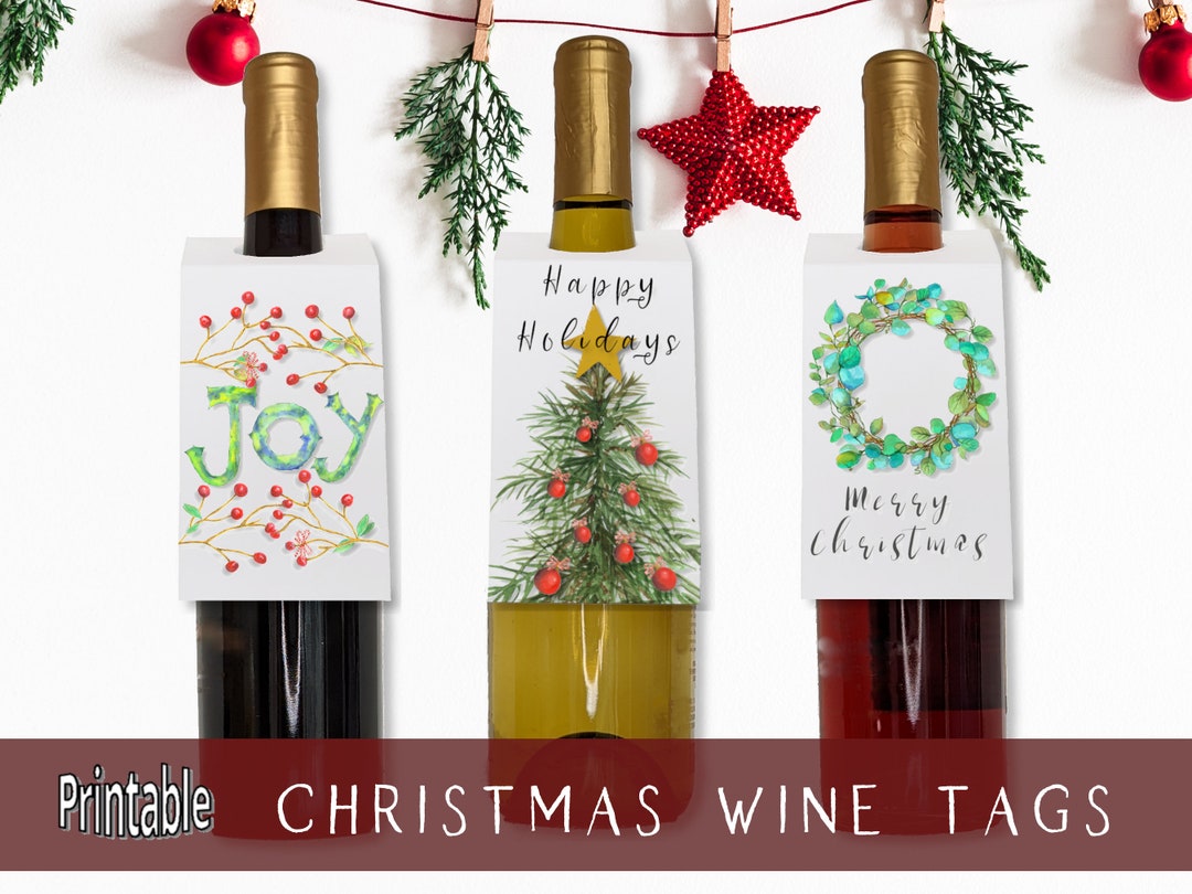 Christmas Party Wine Gift Tag, Printable Wine Gift Tag, Holiday Party ...