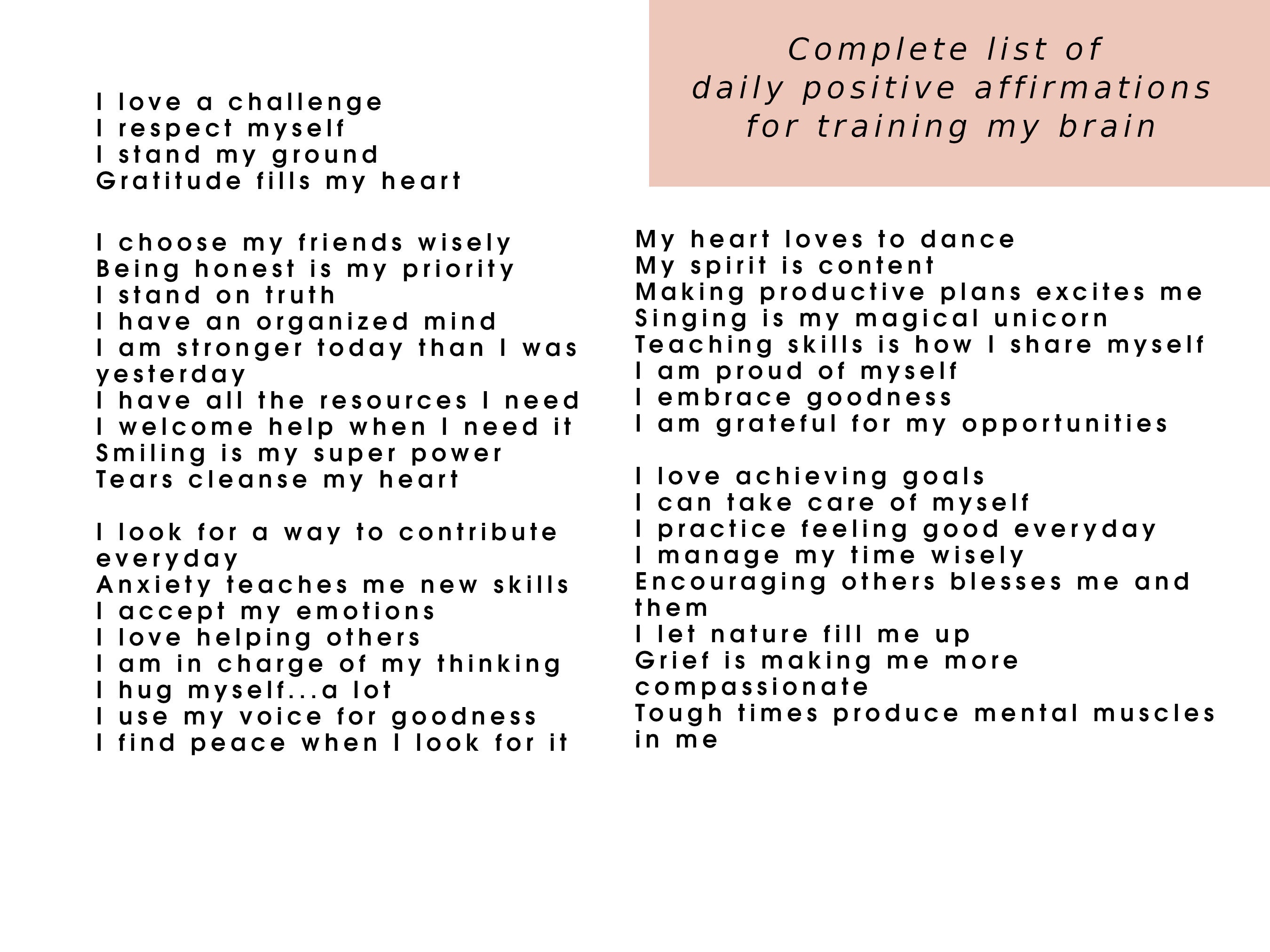 Editable Positive Affirmations Messages Printable Calming Affirmations ...