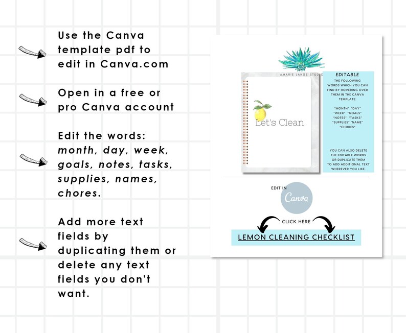 Lemon Cleaning Checklist Bundle: Spring Cleaning Planner (PDF) - Etsy