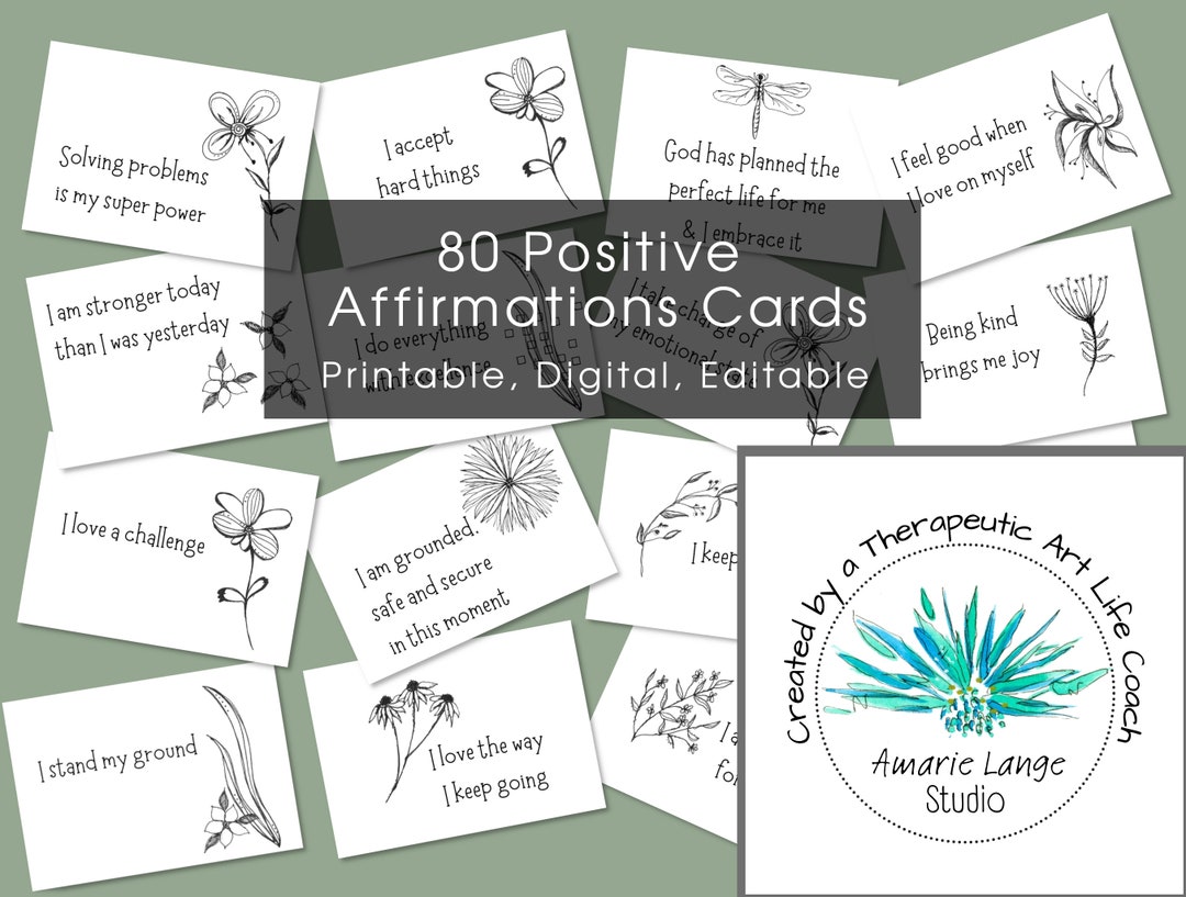 Digital Positive Affirmative Cards Printable Mental Health Affirmations ...