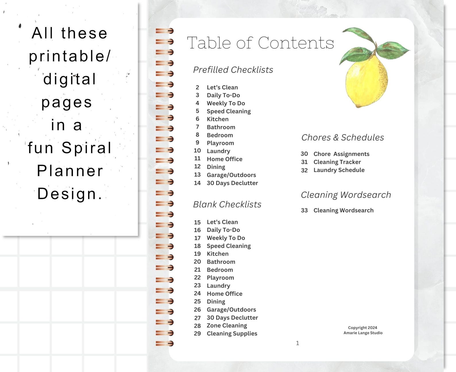 Lemon Cleaning Checklist Bundle: Spring Cleaning Planner (PDF) - Etsy