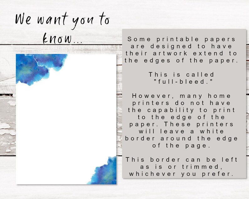 Blue Watercolor Stationery: Abstract Journal Paper (digital Download ...