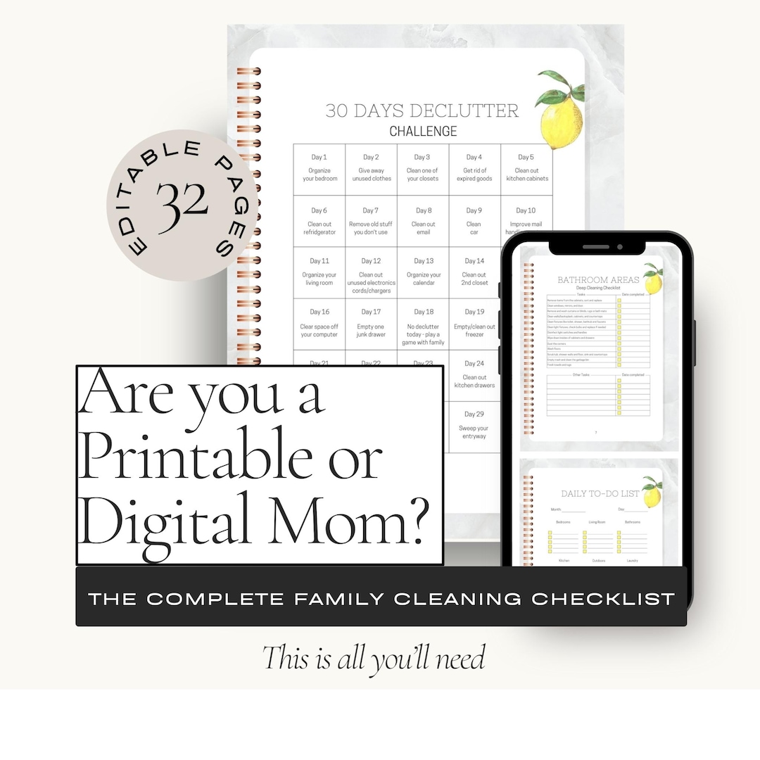 Mom Cleaning Schedule and Checklist, Deep Cleaning List, Cleaning Chart ...