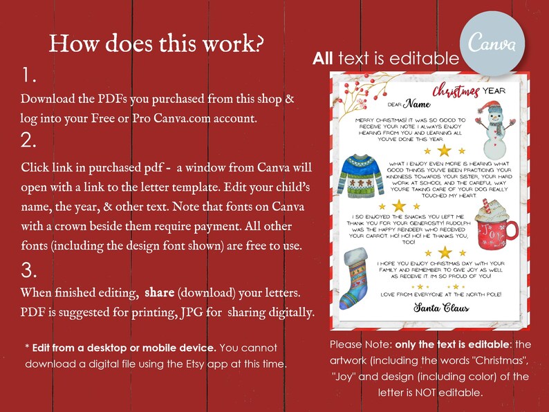 Personalized Santa Letter Template: Editable Christmas Letter (digital ...