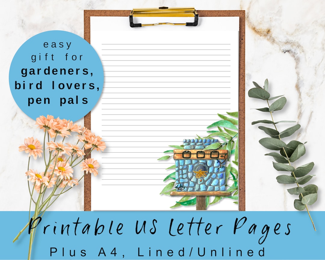 Printable Garden Stationery, Garden Writing Paper, Watercolor Garden ...