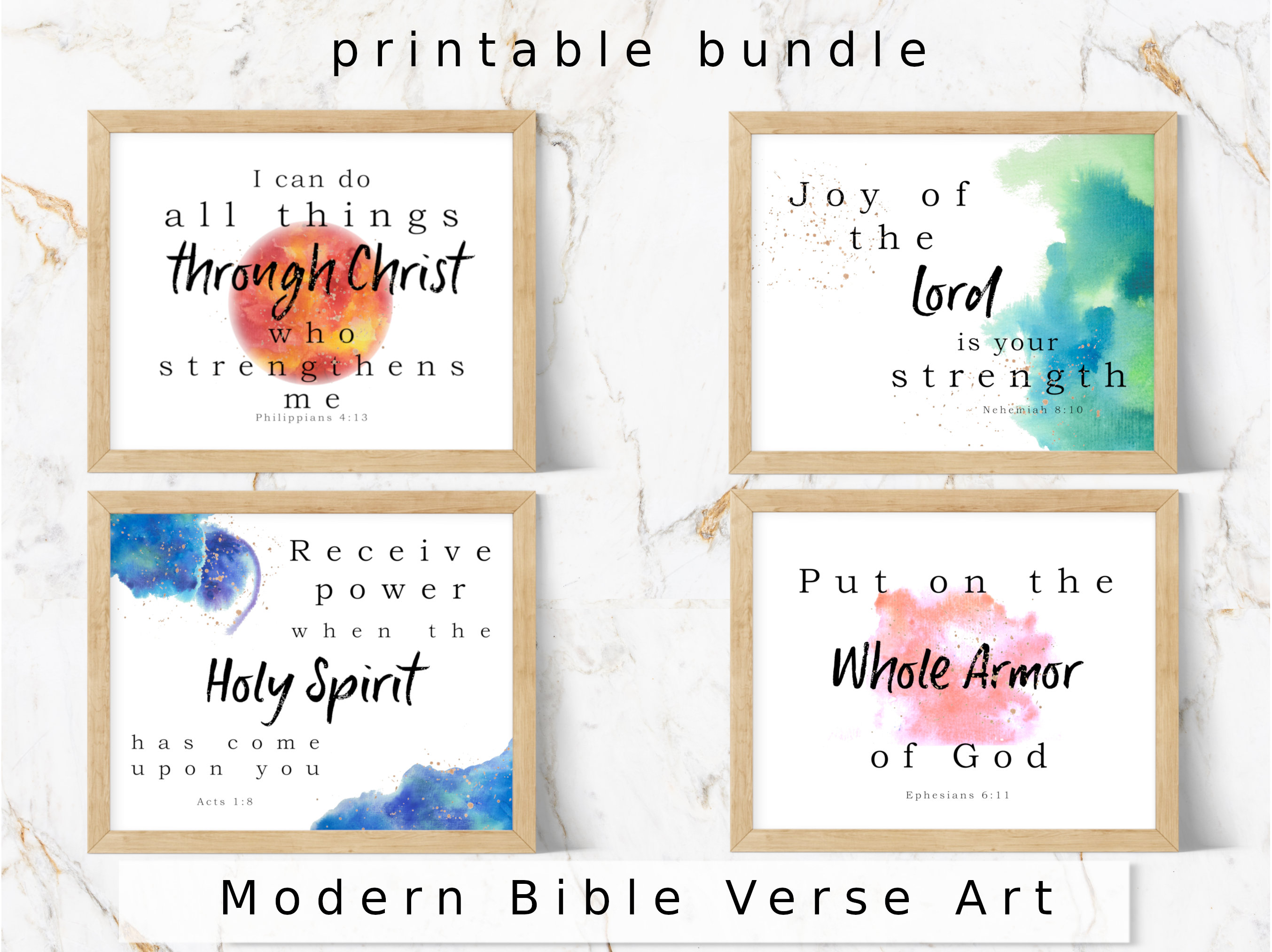 Printable Bible Verse Bundle, Philippians 4:13, Acts 1 8, Ephesians 6 ...