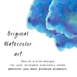Blue Watercolor Stationery: Abstract Journal Paper (digital Download ...