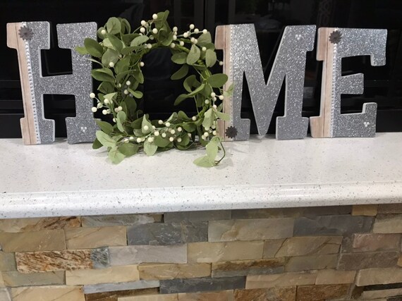Home Letters Wooden Personalized Custom Rustic Silver | Etsy
