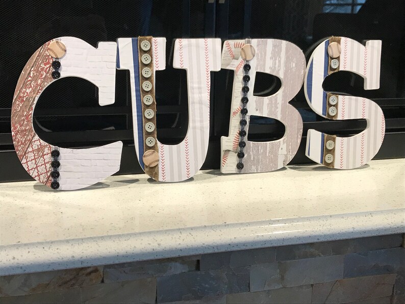 Chicago Cubs Sign Letters - Sports, Baseball, MLB, Rustic, Red, White ...