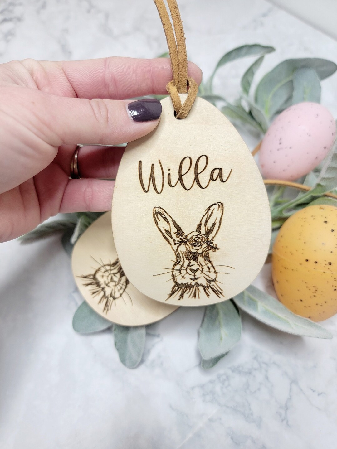Personalized Easter Basket Name Tag . Wooden Name Tag . Easter Bunny ...