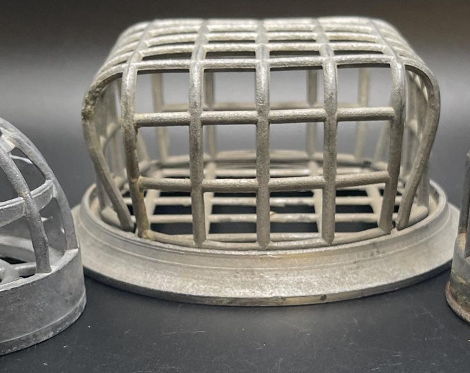 3 Vintage Metal Flower Frog / Holder Large Ideal Cage is 3.25 Unmarked ...