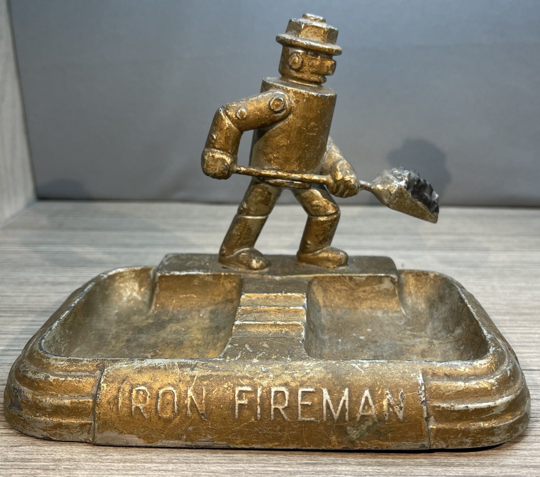 Vintage Circa 1930's Art Deco Iron Fireman Metal Ashtray - Etsy