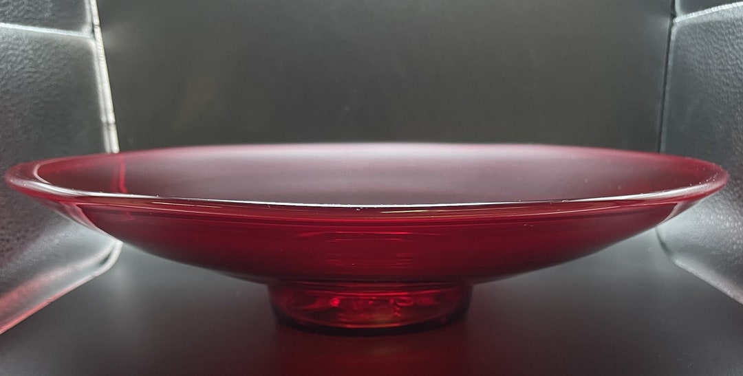 Blenko Art Glass Hand Blown Console RED Centerpiece Bowl 12.75 - Etsy
