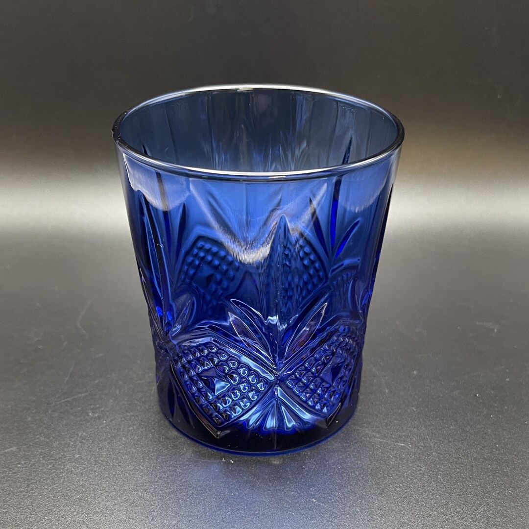 Cobalt Blue Heavy Beverage Rocks Glass Made in France Nice Design - Etsy