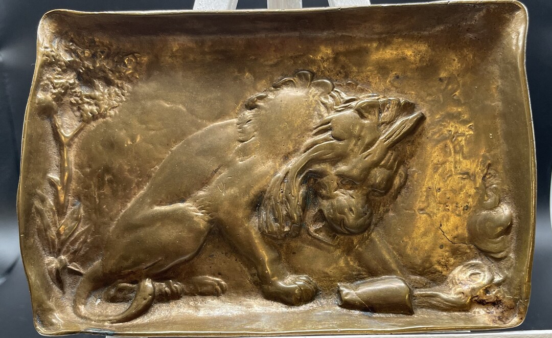 Art Nouveau Bronze Lion Tray High Relief by Henry Bush Brown - Etsy