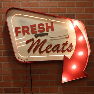 Fresh Meats Butcher Sign, Retro Deli Marquee, Light up Sign - Etsy