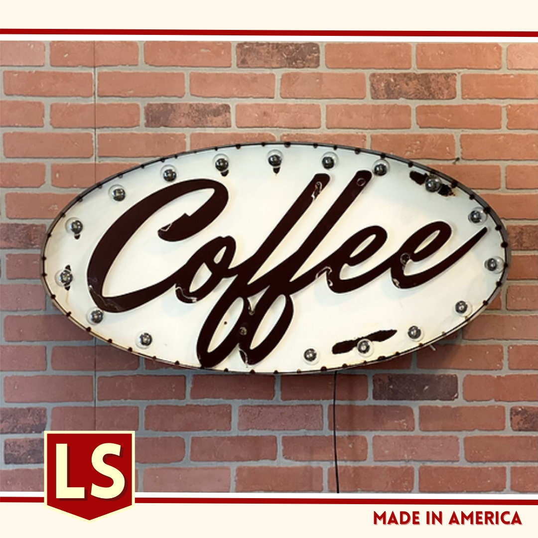 Large Retro Coffee Marquee Sign Coffee Shop - Etsy
