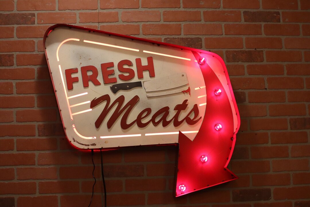 Fresh Meats Butcher Sign, Retro Deli Marquee, Light up Sign - Etsy