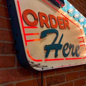 Order Here Sign Style B, Mid Century Inspired Diner, Retro Marquee Sign ...