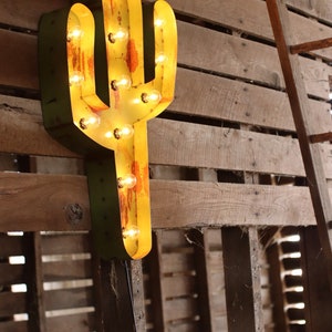 Large Wall Hanging Marquee Sign: Retro Distressed Cactus - Etsy