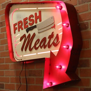 Fresh Meats Butcher Sign, Retro Deli Marquee, Light up Sign - Etsy