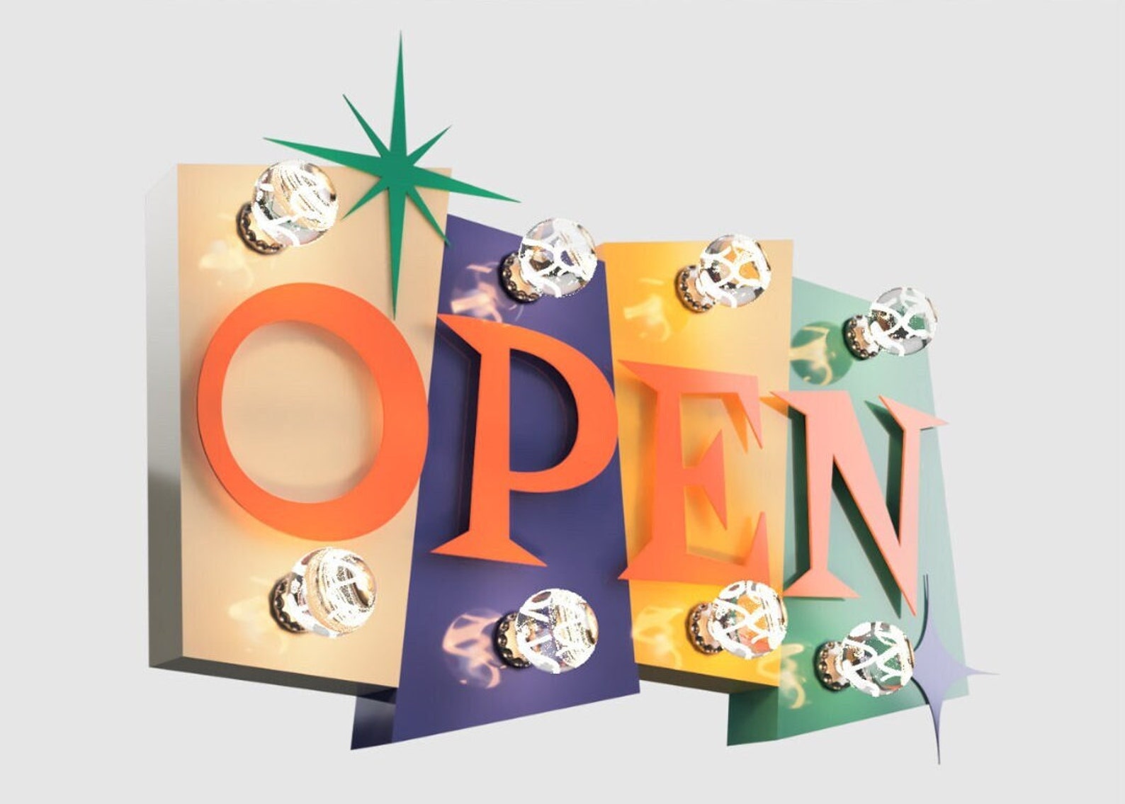 Open Sign | Mid Century Inspired Diner | Retro Marquee Sign | Light up ...