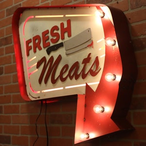 Fresh Meats Butcher Sign, Retro Deli Marquee, Light up Sign - Etsy