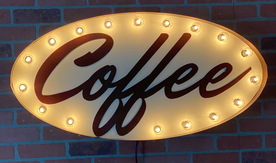 Large Retro Coffee Marquee Sign Coffee Shop - Etsy