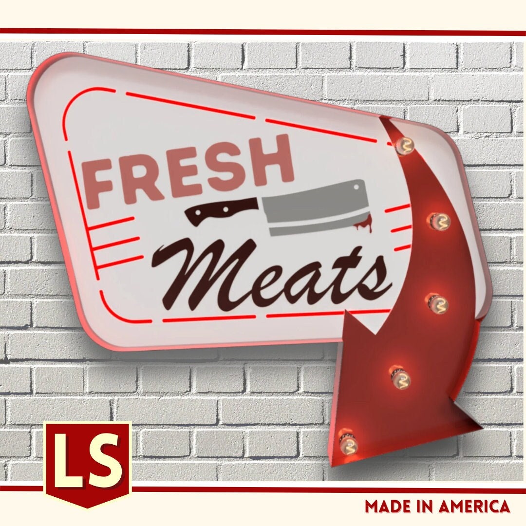 Fresh Meats Butcher Sign, Retro Deli Marquee, Light up Sign - Etsy