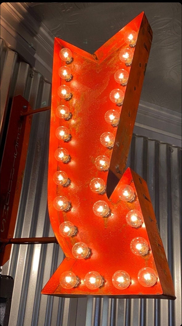 Large Wall Hanging Steel Marquee Sign: Arrow | Etsy