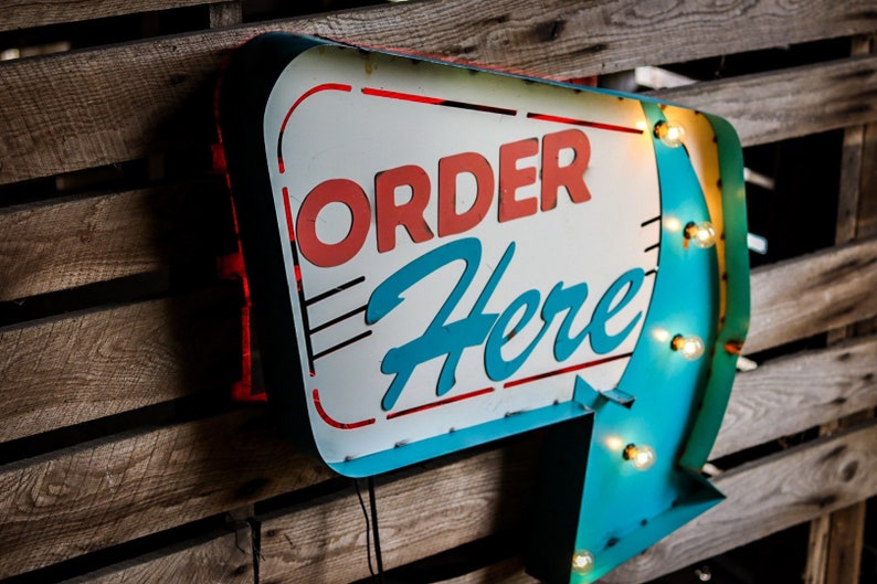 Order Here Mid Century Inspired Diner Retro Marquee Sign - Etsy