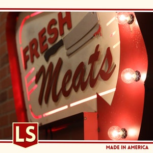 Fresh Meats Butcher Sign, Retro Deli Marquee, Light up Sign, - Etsy