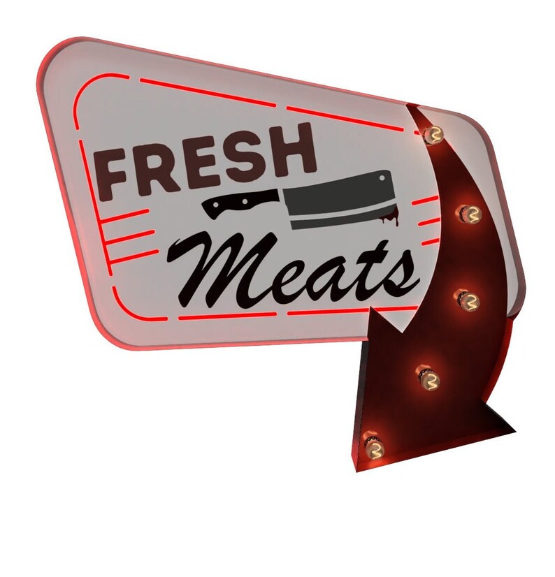 Fresh Meats Butcher Sign Retro Deli Marquee Light up Sign - Etsy