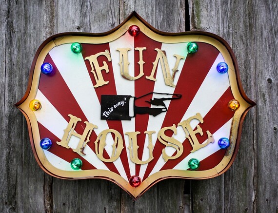 Fun House Carnival Sign Vintage Marquee Sign Circus Light up - Etsy