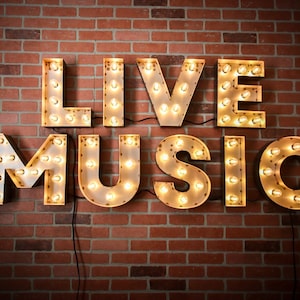 Live Music Light Up, Light up Letters, Stage Lights, Bar Signs, Music ...