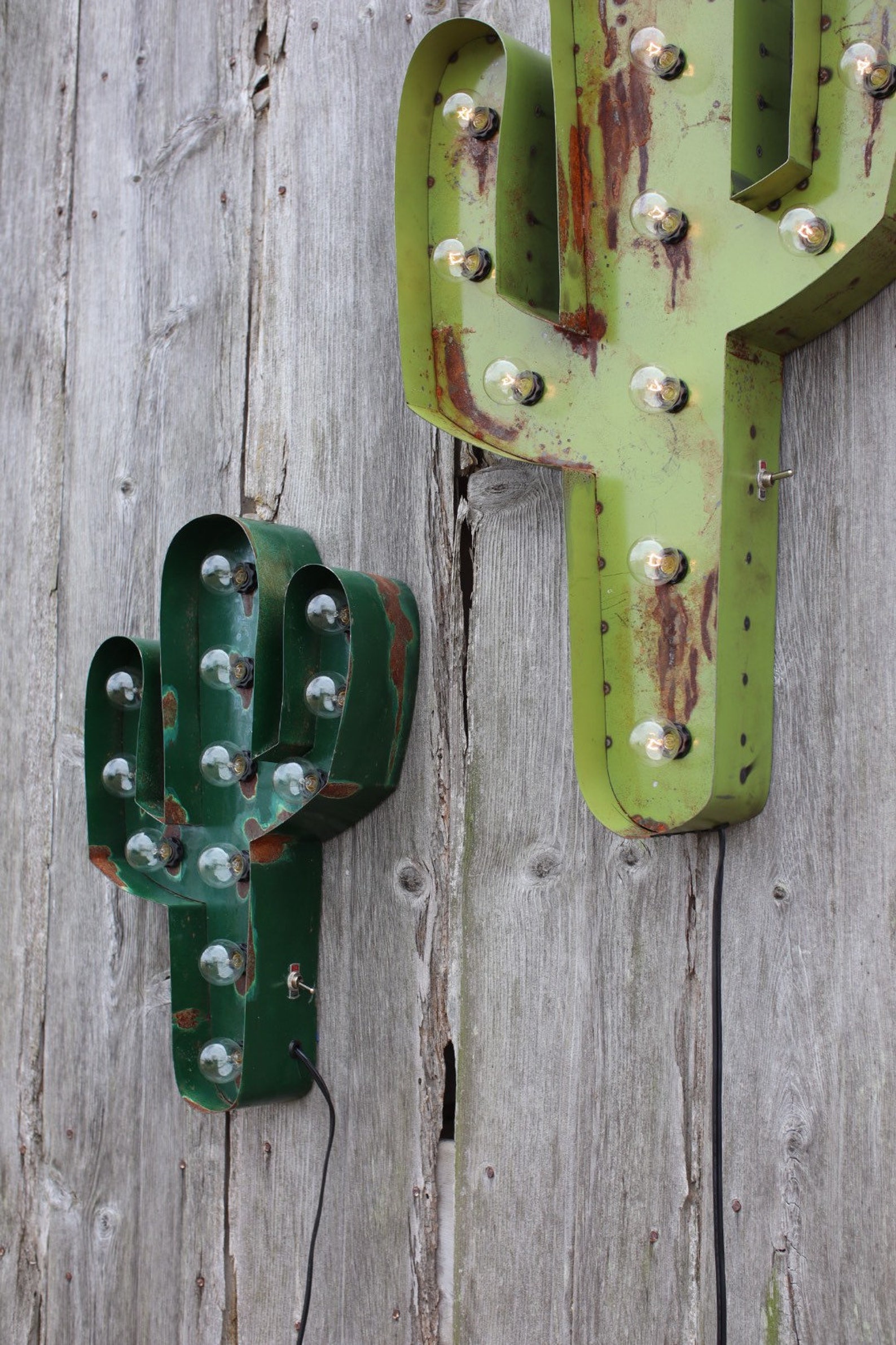 Large Wall Hanging Marquee Sign: Retro Distressed Cactus - Etsy