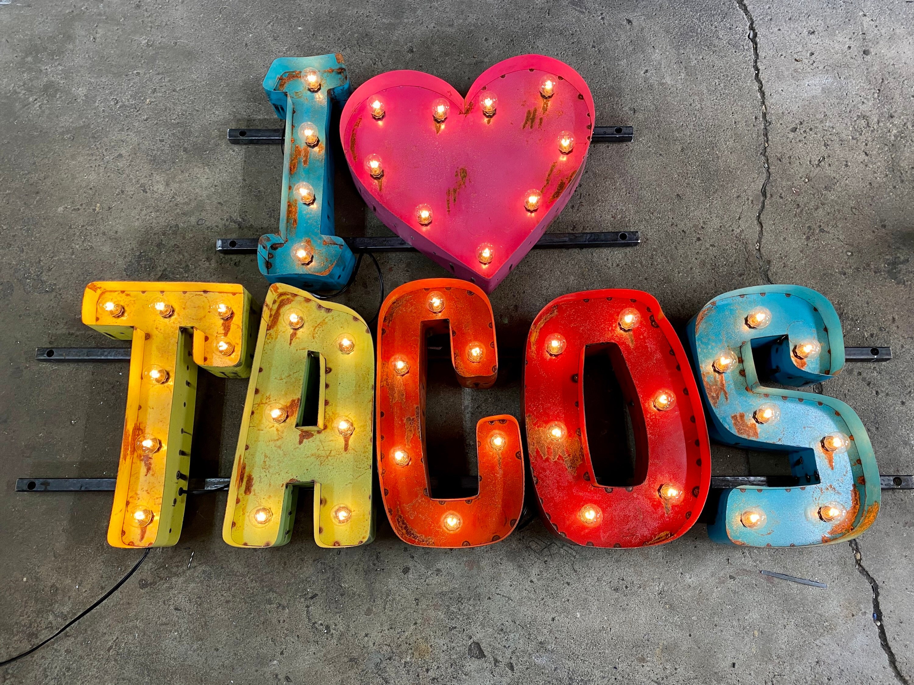 Large Rustic Marquee Letters I Love Tacos Mexican Restaurant | Etsy