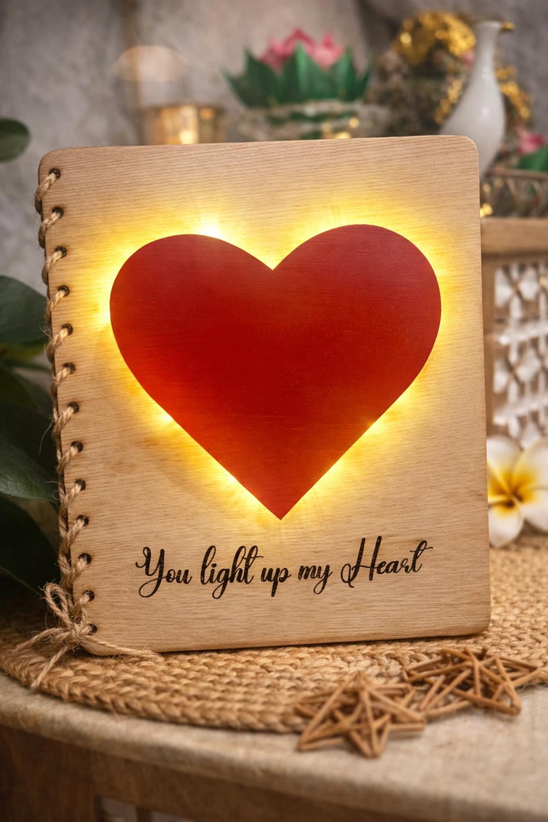 Light up Wooden Wedding Heart Card | LED Anniversary Gift | Handmade ...
