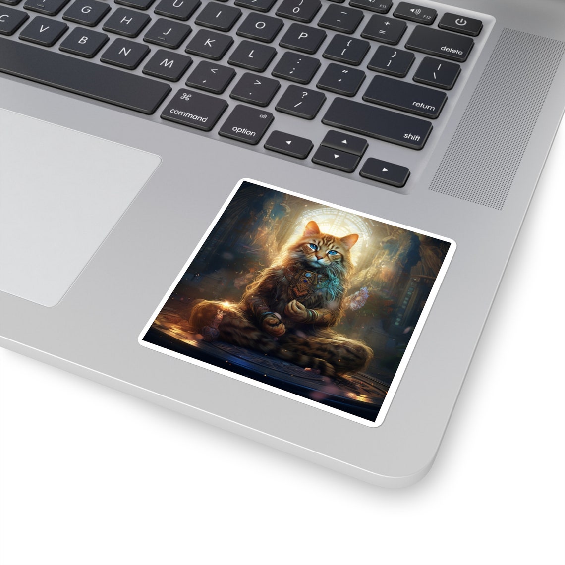 Vivian Hue Meditating Cat Square Stickers - Etsy