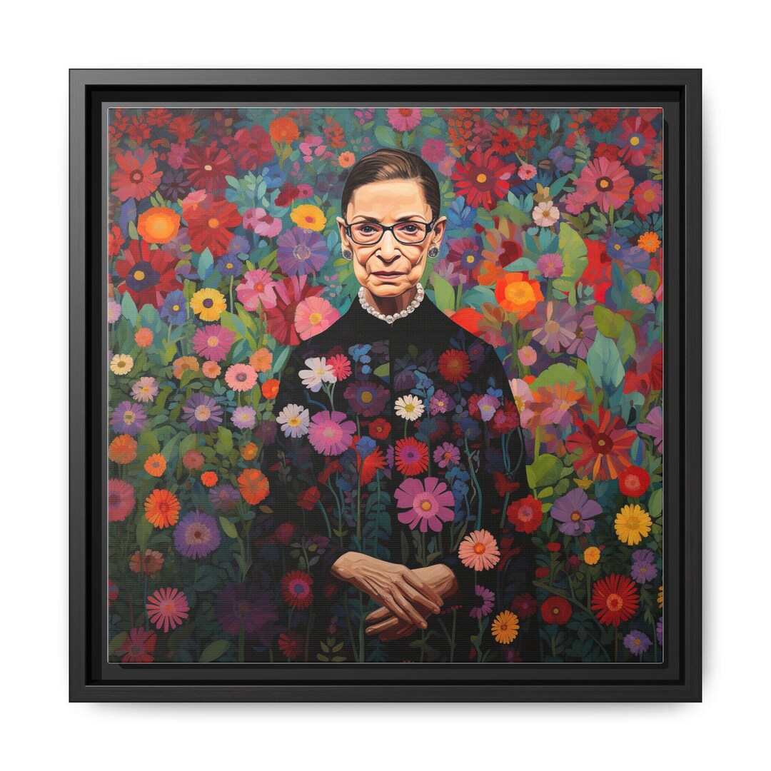 Matte Canvas Print, Ruth Bader Ginsburg Flower Garden Art, Framed RBG ...