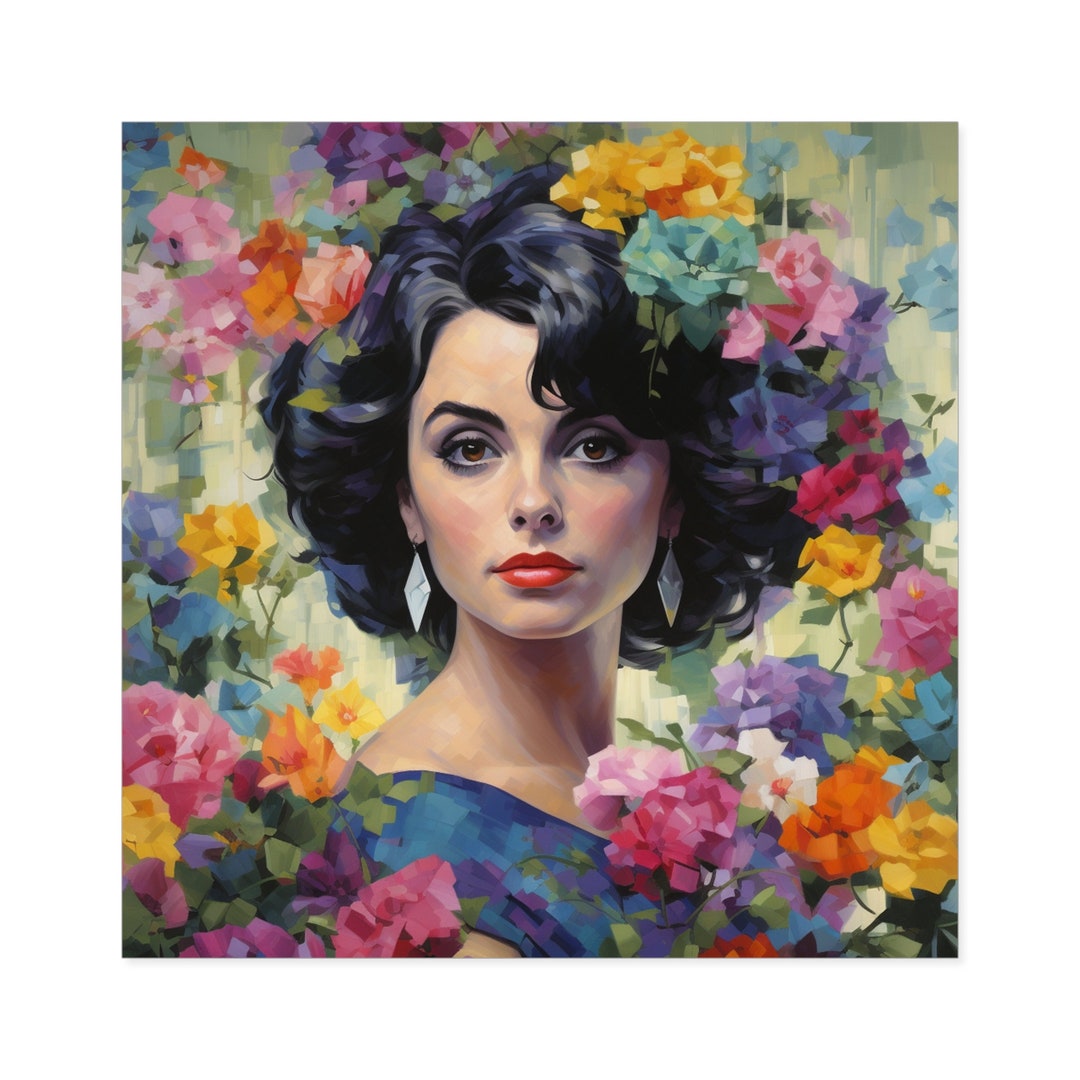 Elizabeth Taylor in a Flower Garden on a Laptop Sticker by Vivian Hue ...