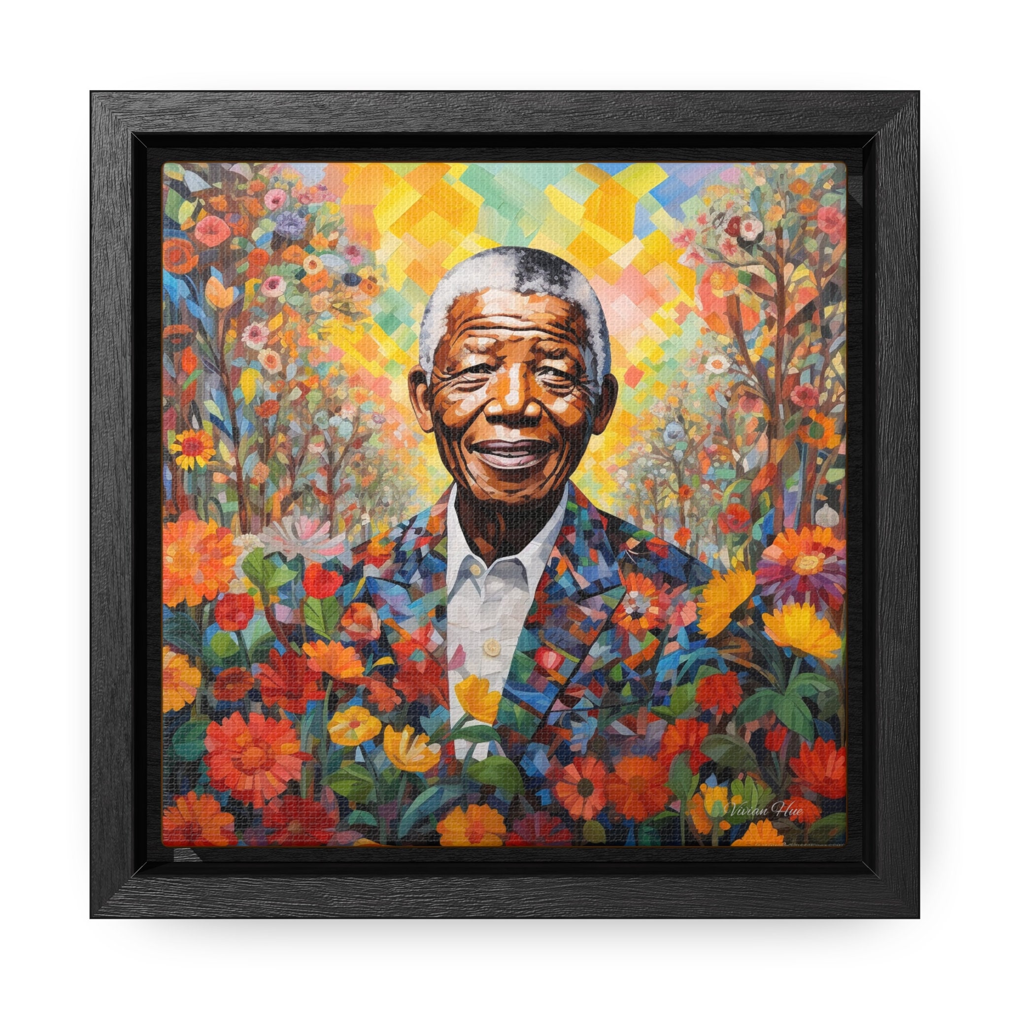 Nelson Mandela on a Gallery Canvas Wrap in a Square Frame Limited to ...