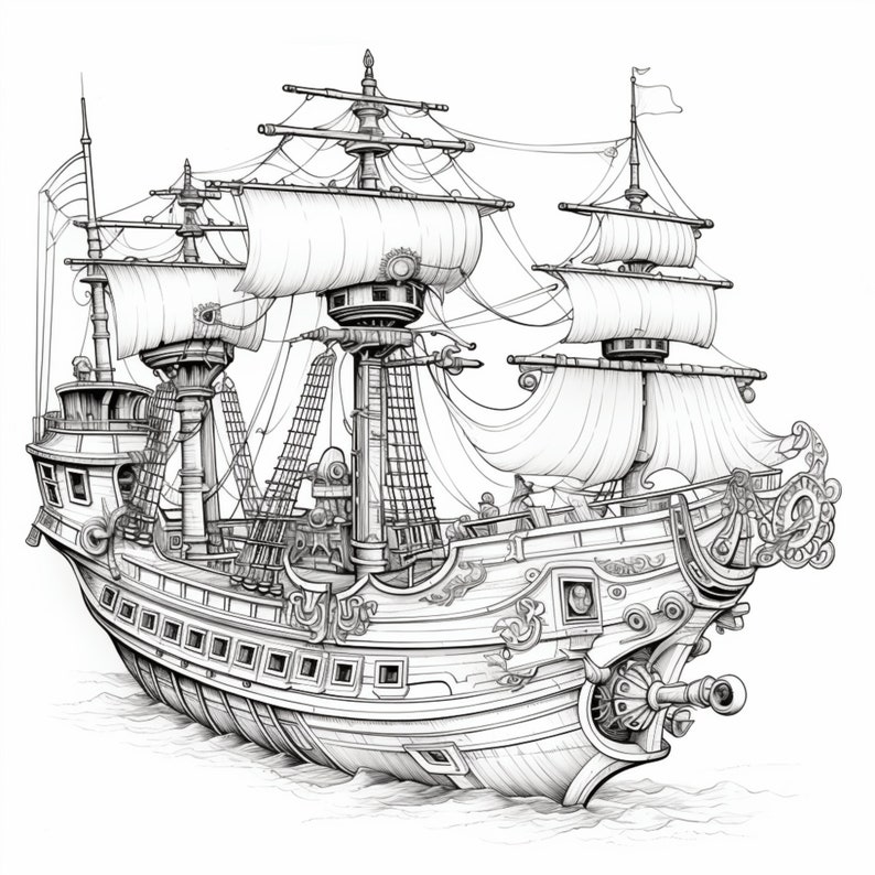 Pirate Adult Coloring Pages - Etsy