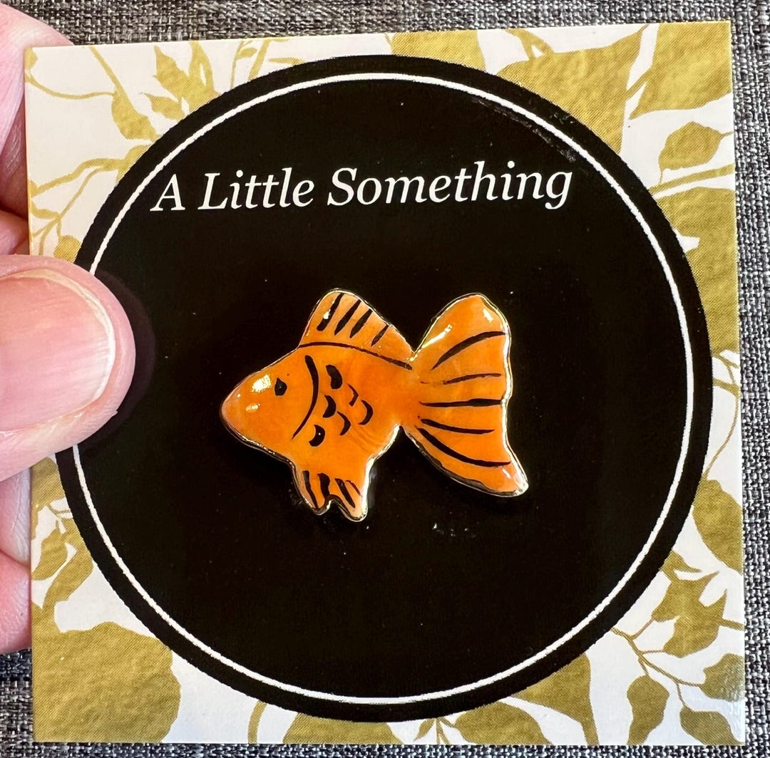 Goldfish Ceramic Handmade Mini Pin With a 24K Gold Edge - Etsy